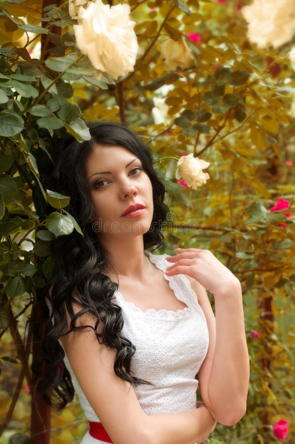 Beautiful Woman in Spring Garden Stock Photo - Image of fashion, fresh ...