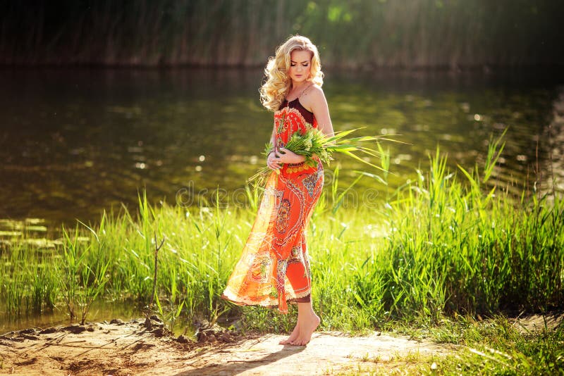 Beautiful Woman in Spring Garden Stock Image - Image of sensuality ...