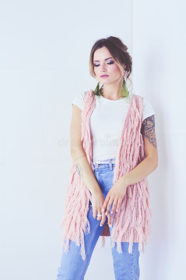 Beautiful Woman Standing in Study. Beautiful Woman. Stock Image - Image ...