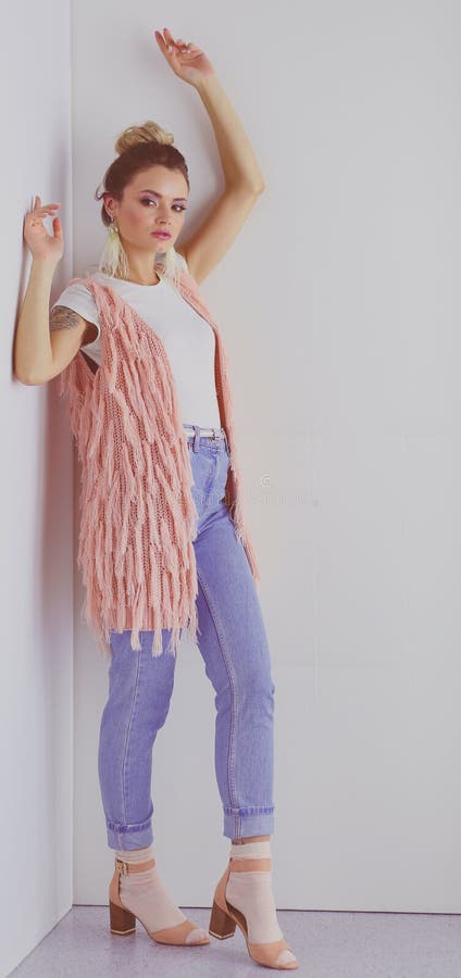 Beautiful Woman Standing in Study. Beautiful Woman. Stock Photo - Image ...