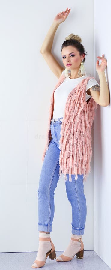 Beautiful Woman Standing in Study. Beautiful Woman. Stock Image - Image ...