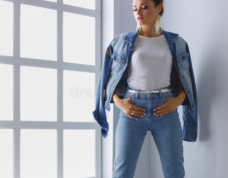 Beautiful Woman Standing in Study. Beautiful Woman. Stock Image - Image ...