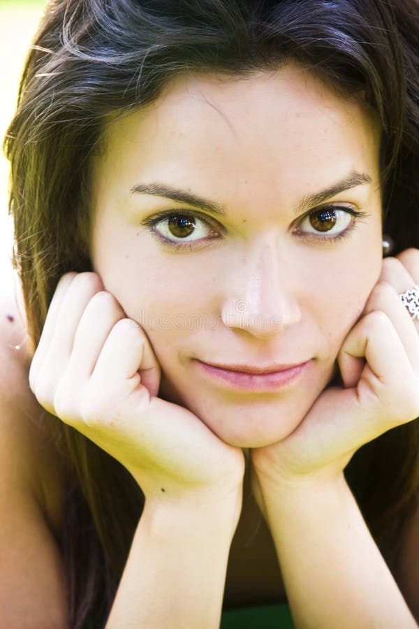 Beautiful Woman Staring at Camera Stock Image - Image of good, closeup ...