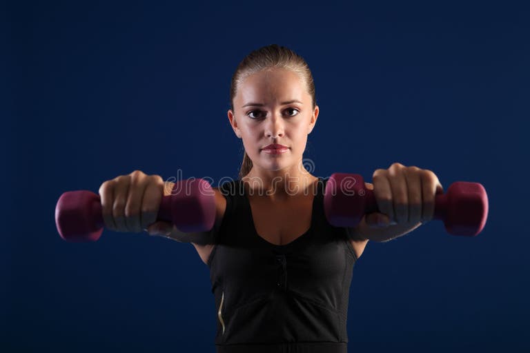 Beautiful Woman Strength Exercise with Weights Stock Image - Image of ...