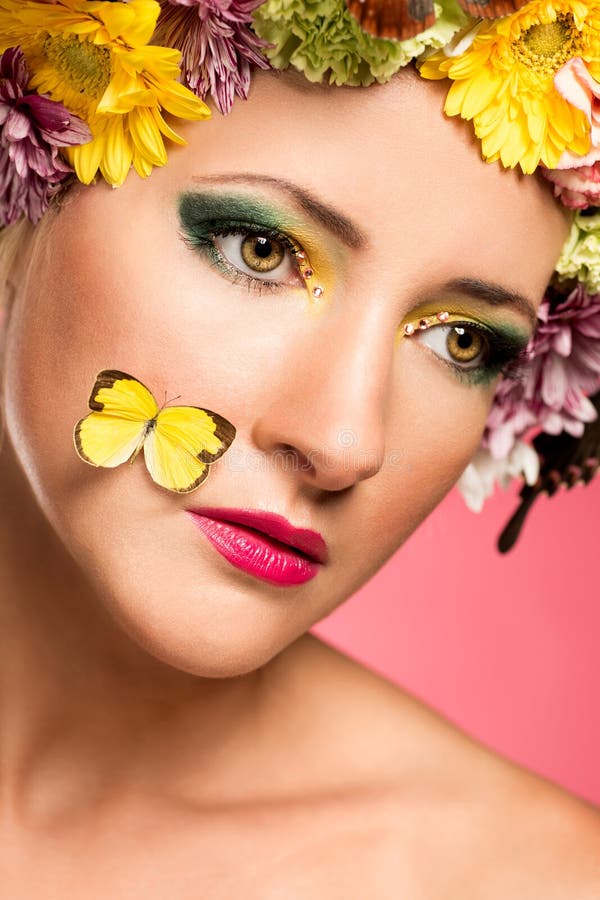 Beautiful woman stock photo. Image of female, butterfly - 33126498