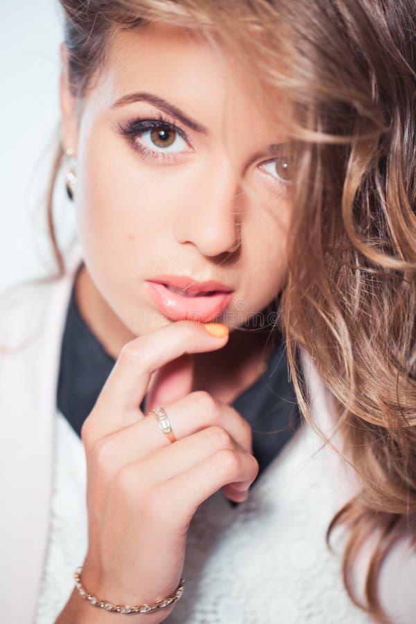 Beautiful Woman Studio Portrait Stock Image - Image of happy, female ...