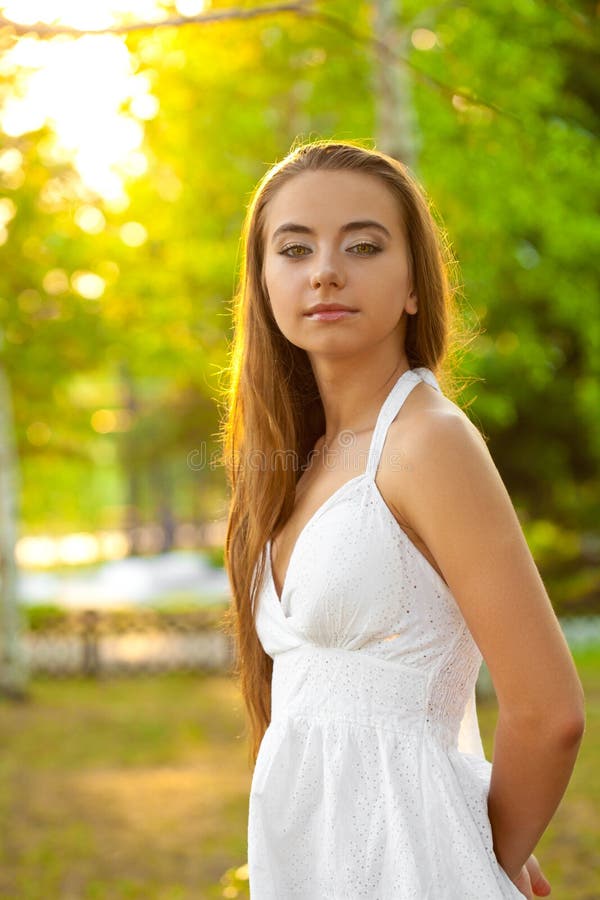 Beautiful Woman in the Summer Park Stock Image - Image of hair, park ...