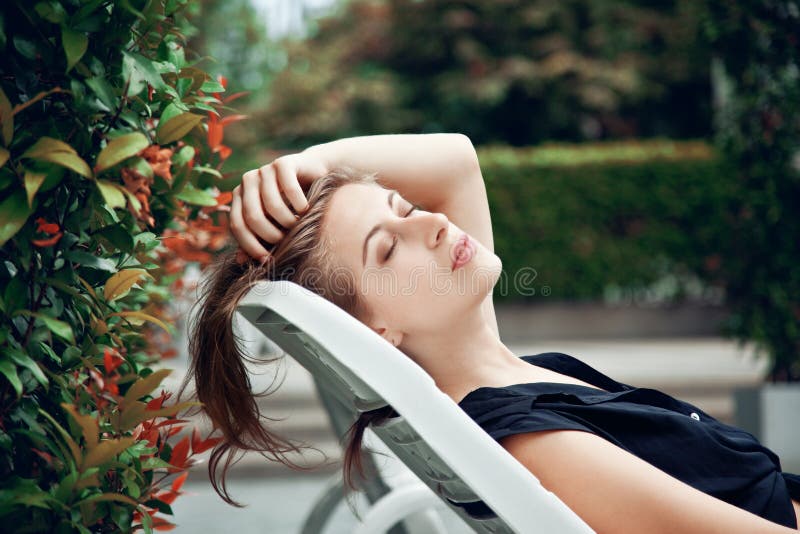 Beautiful Woman Sunbathing Yard Stock Photos - Free & Royalty-Free ...