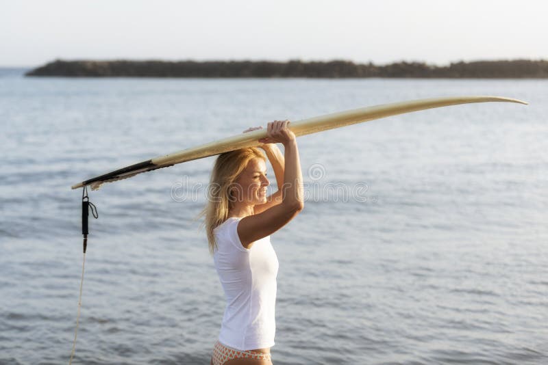 Beautiful Woman with the Surfboard Stock Image - Image of attractive ...