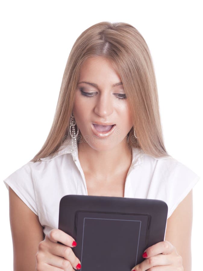 Beautiful Woman with Tablet Computer Stock Image - Image of female ...