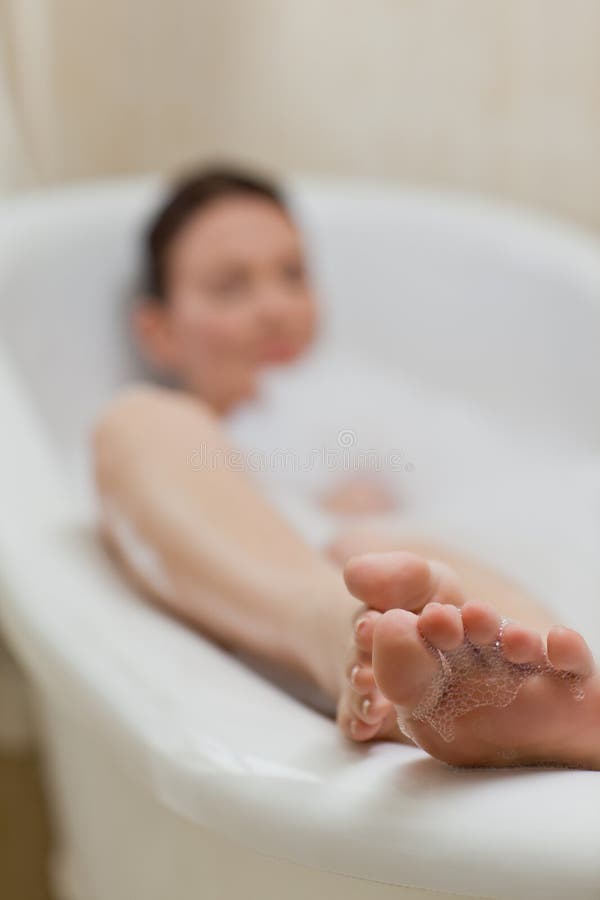 Beautiful Woman Taking a Bath Stock Image - Image of relaxation, eyes ...