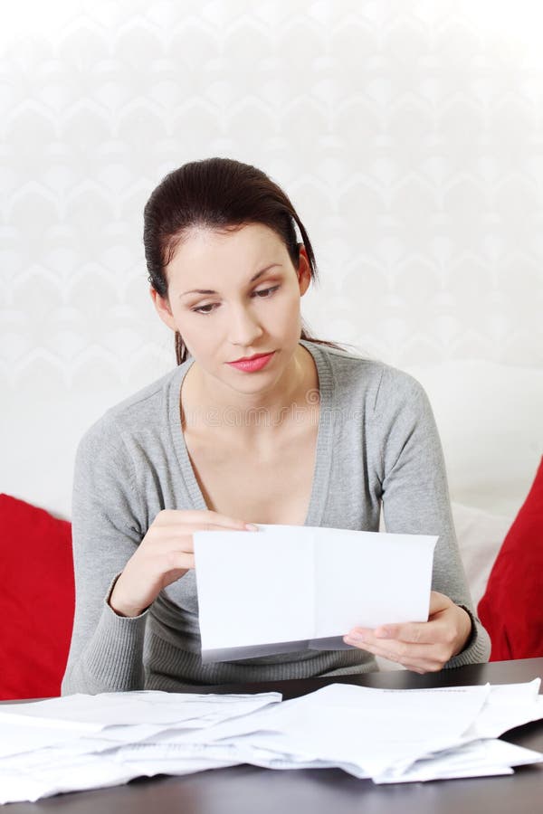Woman Doing Accounting Comparing Documents Stock Photo - Image of ...