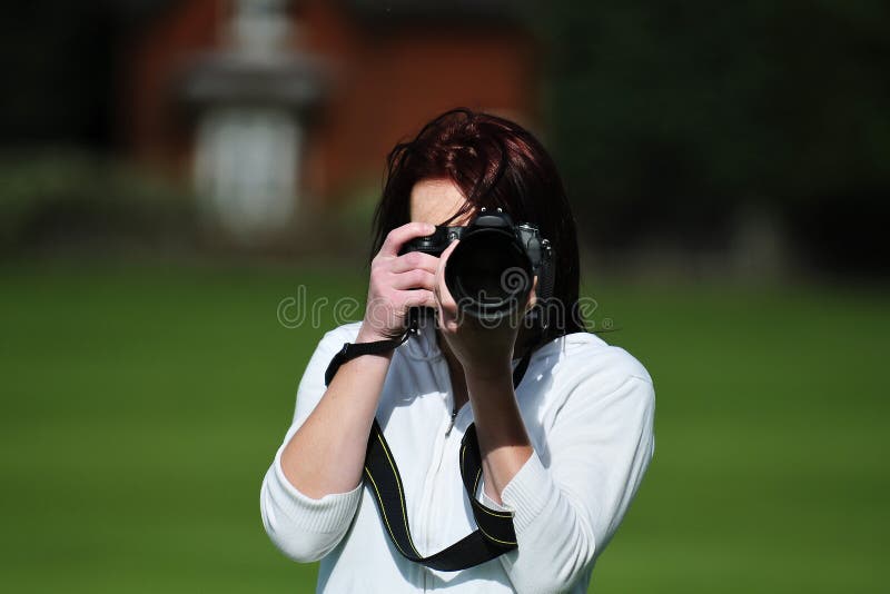 Beautiful Woman Taking Pictures Stock Image - Image of beautiful ...