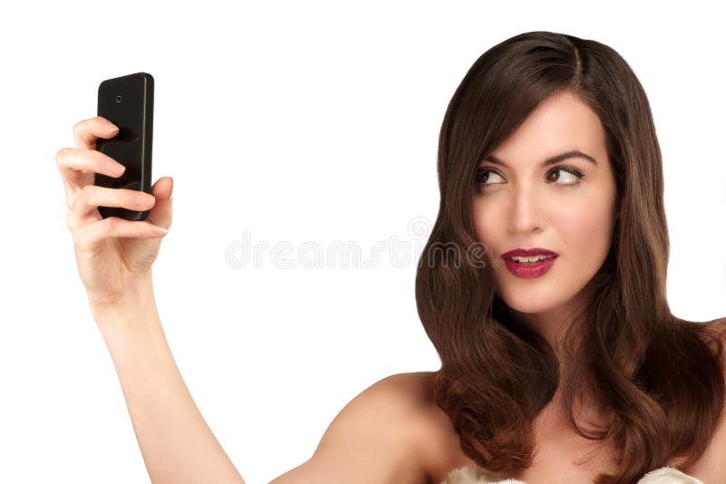 Beautiful Woman Taking a Selfie with Smartphone Stock Image - Image of ...