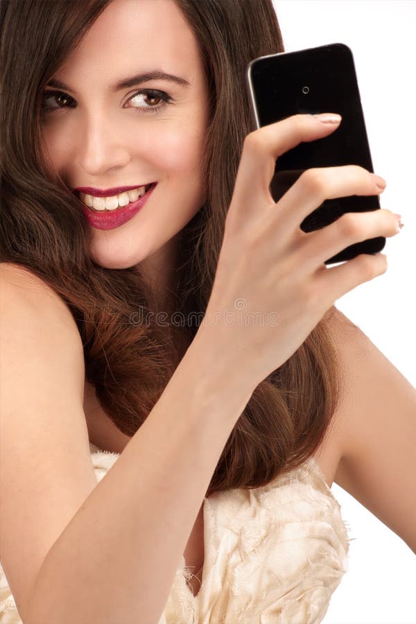 Beautiful Woman Taking a Selfie with Smartphone Stock Photo - Image of ...