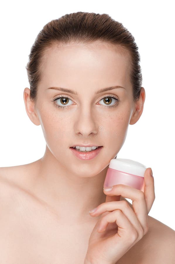 Beautiful Woman Tender Jar of Cream Stock Photo - Image of girl ...