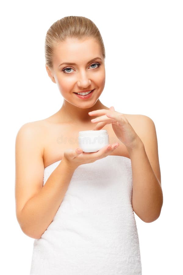 Woman applying creme stock photo. Image of glamor, girl - 3368926