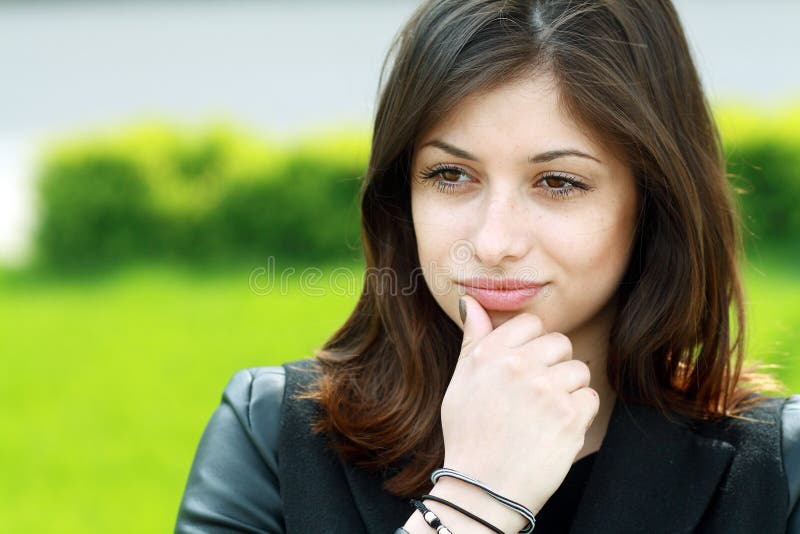 Curious Young Woman Thinking about Something Stock Image - Image of ...