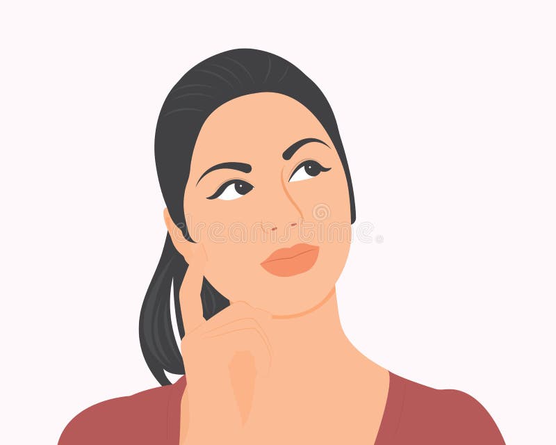 Beautiful Woman Thinking, Analyzing or Having a Question in Her Mind ...
