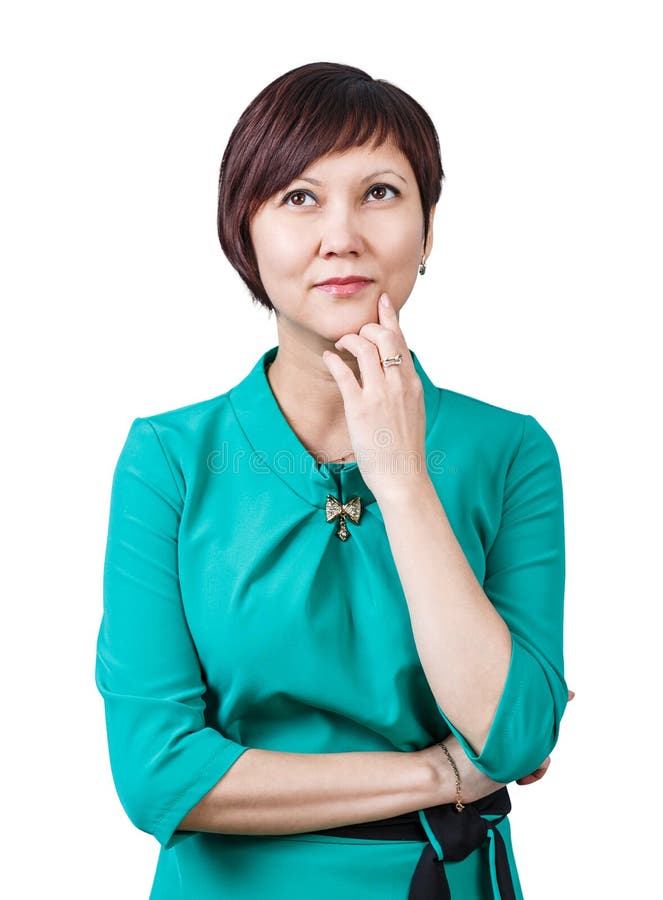 Beautiful woman thinking stock image. Image of gesture - 69077089