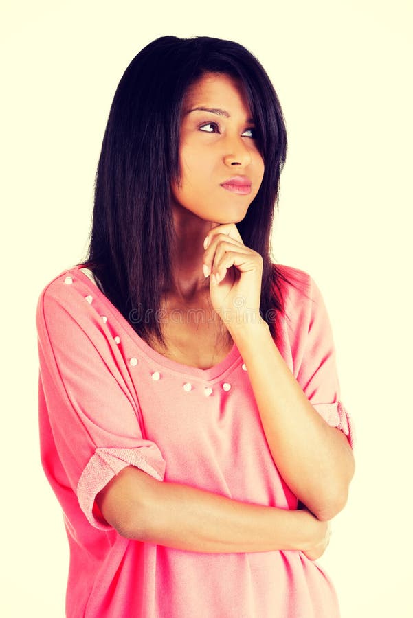 Beautiful Woman is Thinking Stock Photo - Image of attractive, hipster ...