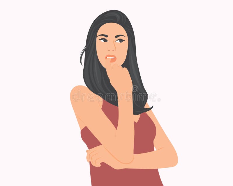 Beautiful Woman Thinking or Wondering and Analyzing the Question Stock ...