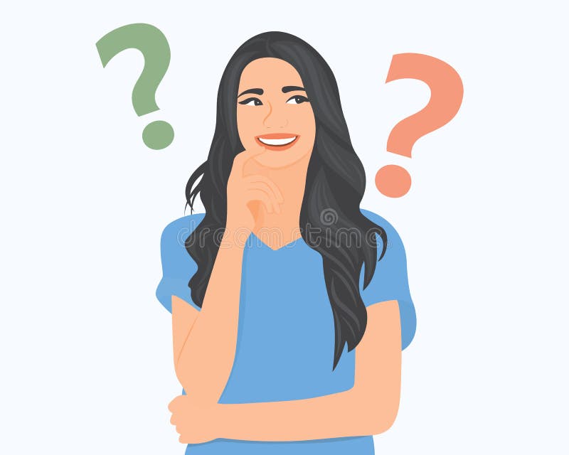 Beautiful woman thinking stock vector. Illustration of wonder - 257012317