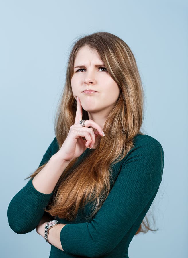 Beautiful woman thinking stock photo. Image of female - 68679244