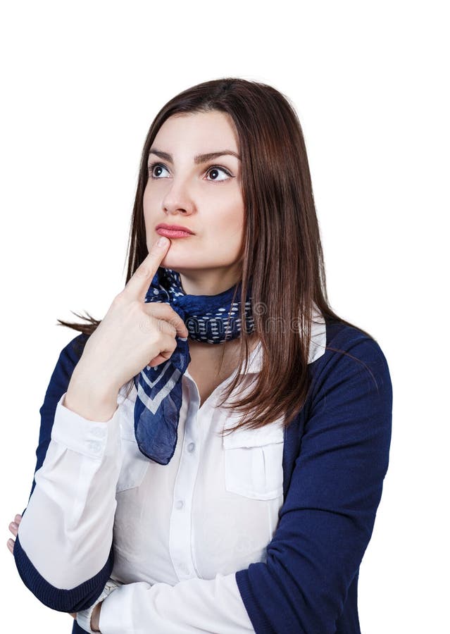 Beautiful woman thinking stock photo. Image of achievement - 69080564