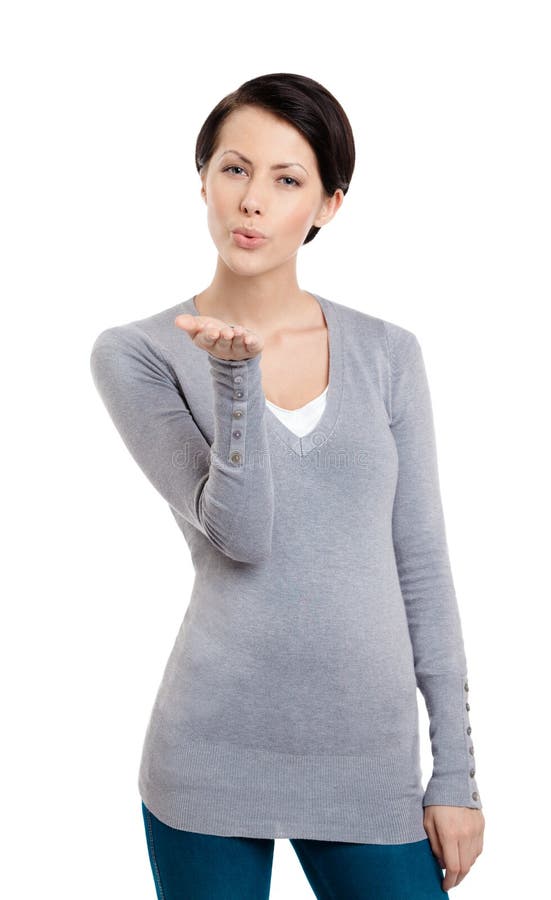 Beautiful Woman Throws a Kiss Stock Image - Image of glad, gladly: 26100749