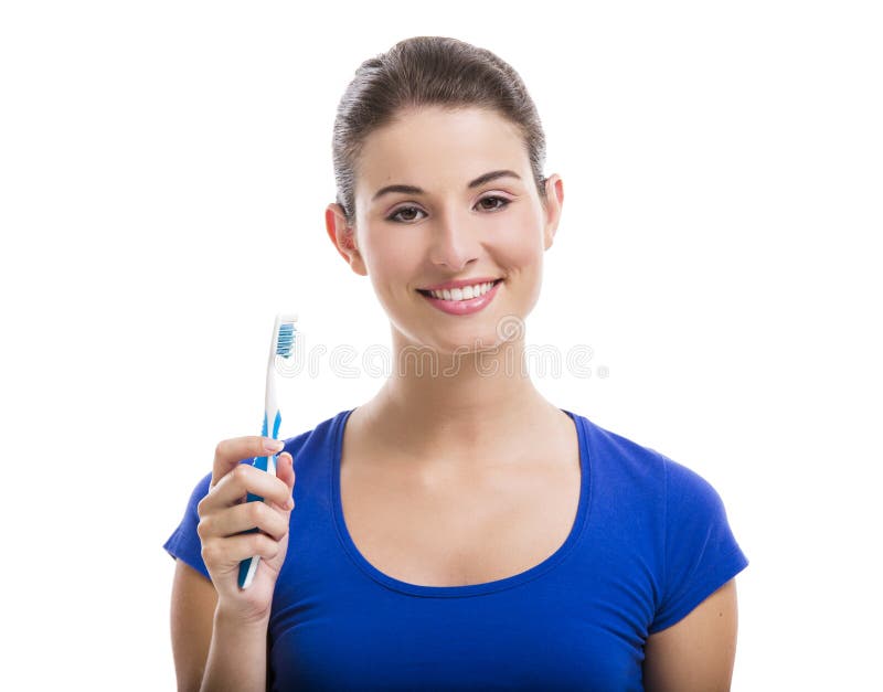 Beautiful Woman with a Toothbrush Stock Photo - Image of female ...