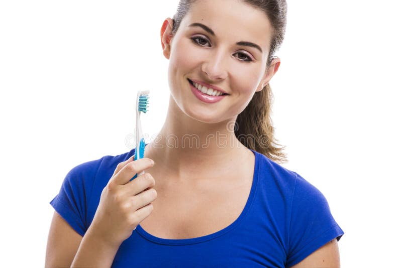Beautiful Woman with a Toothbrush Stock Image - Image of fresh, face ...