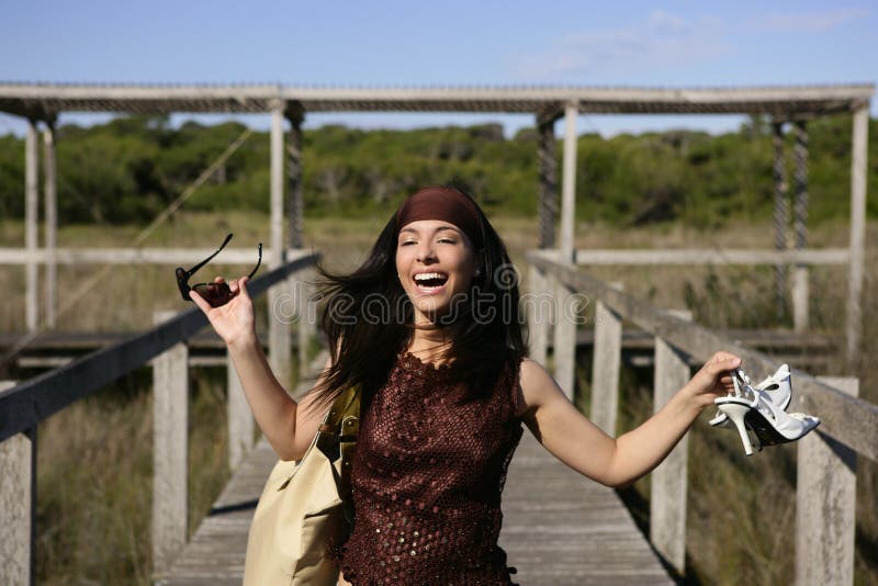 Beautiful Woman, Tourist Running Stressed Stock Photo - Image of nature ...