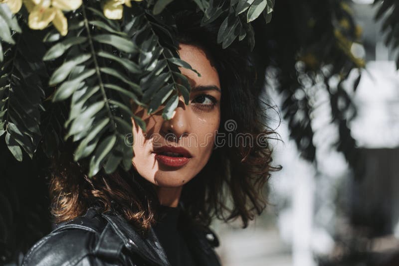 Beautiful Woman Under a Tree Stock Image - Image of shade, expression ...