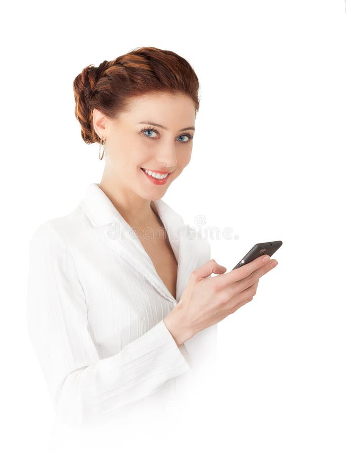 Beautiful Woman Using a Mobile Phone. Stock Image - Image of chat ...