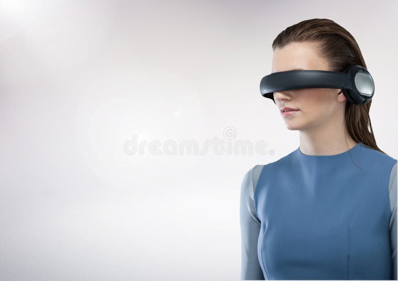 Beautiful Woman Using VR Glasses Stock Image - Image of cyberspace ...