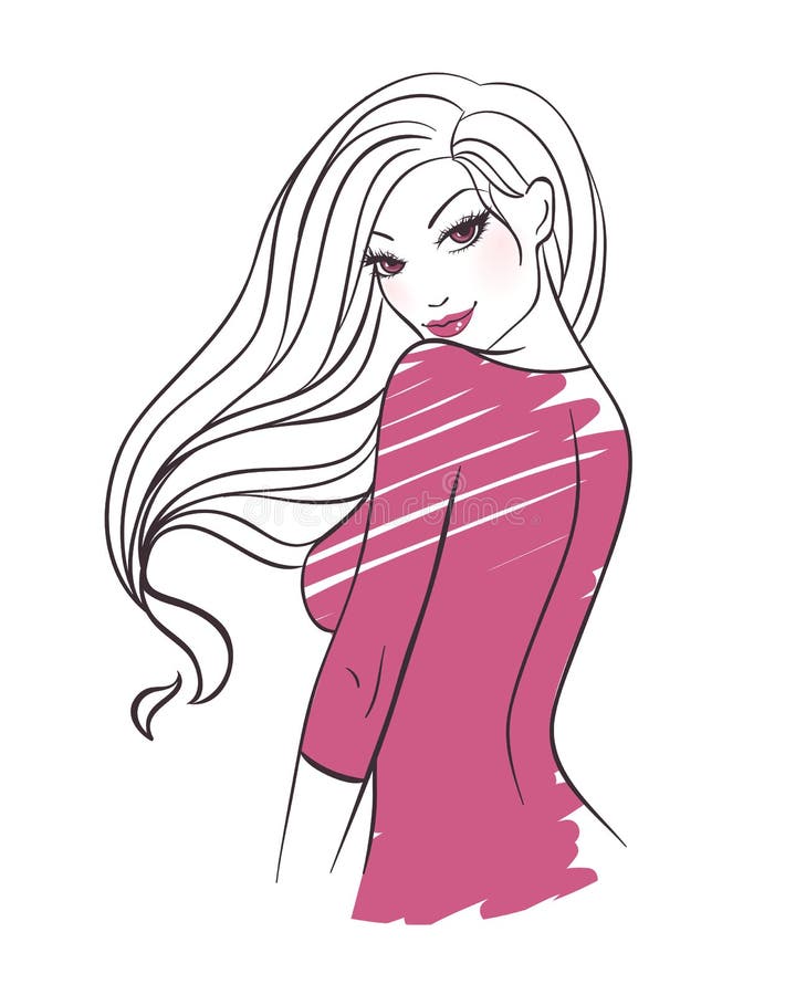 Fashion Beautiful Woman with Long Wavy Hair Vector Stock Vector ...