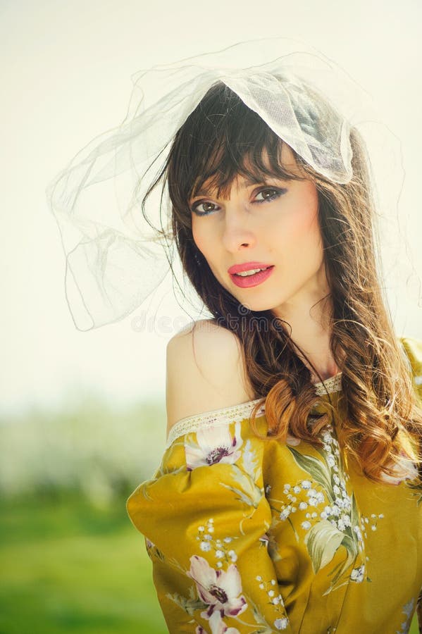 Beautiful woman with veil stock photo. Image of dress - 88700116