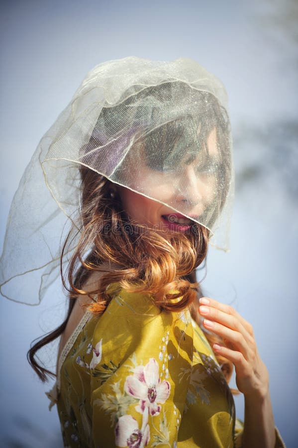 Beautiful woman with veil stock photo. Image of person - 88700186
