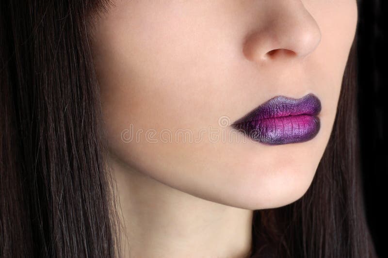 Beautiful Woman with Violet Make-up Stock Photo - Image of hairstyle ...