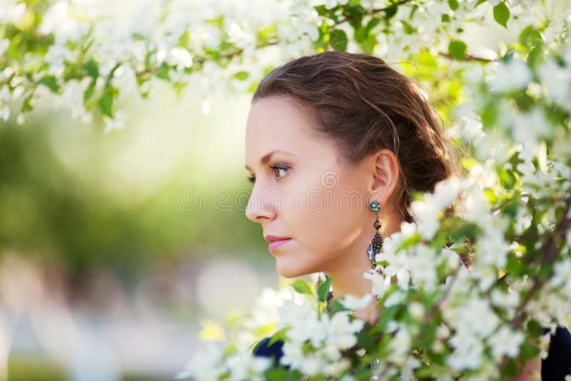 Portrait of the Two Gorgeous Ladies with Flowers Stock Image - Image of ...