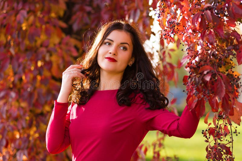 Woman in the autumn park stock image. Image of boho - 102845041