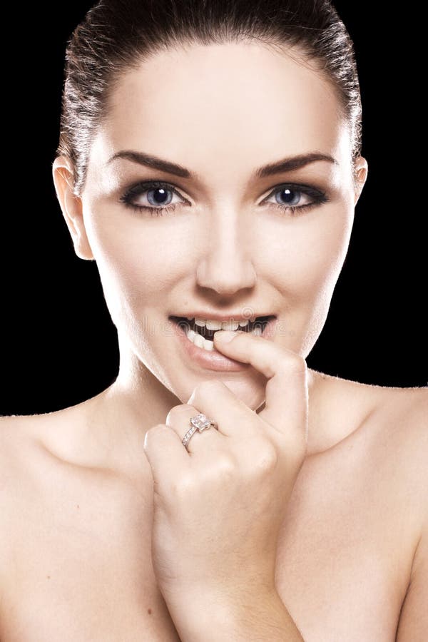 Beautiful Woman Wearing Diamond Ring Stock Image - Image of jewel ...
