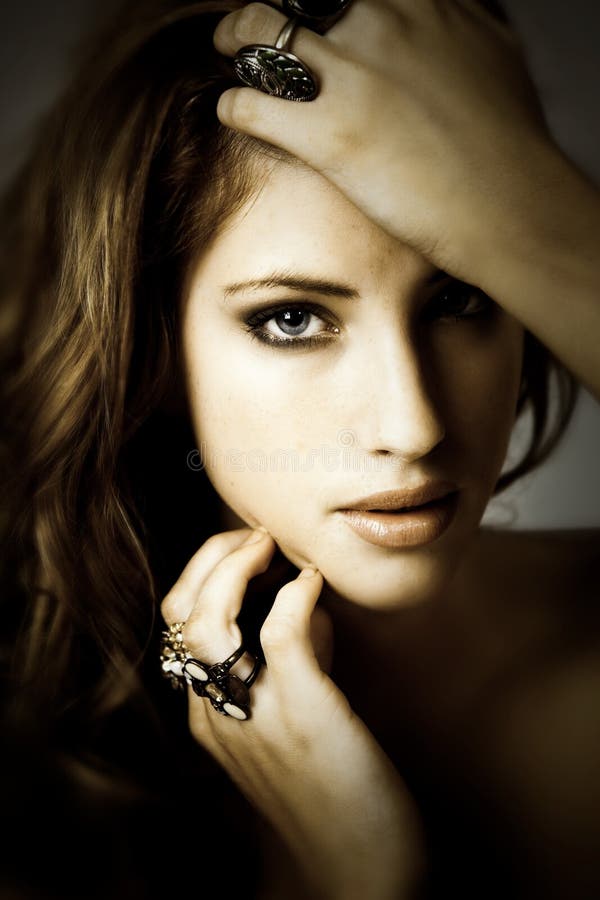 Beautiful Woman Wearing Rings Stock Image - Image of modeling, looking ...