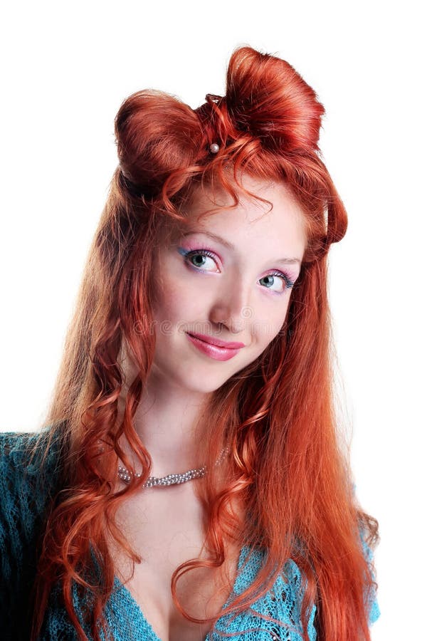 Beautiful woman on white stock image. Image of haired - 19617463