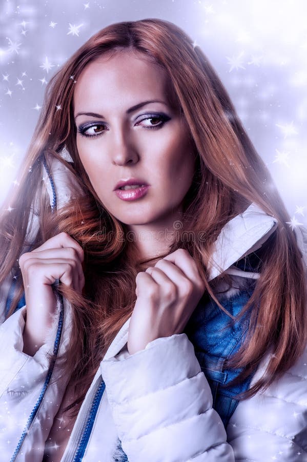 Beautiful Woman in White Jacket Stock Image - Image of adult, vogue ...