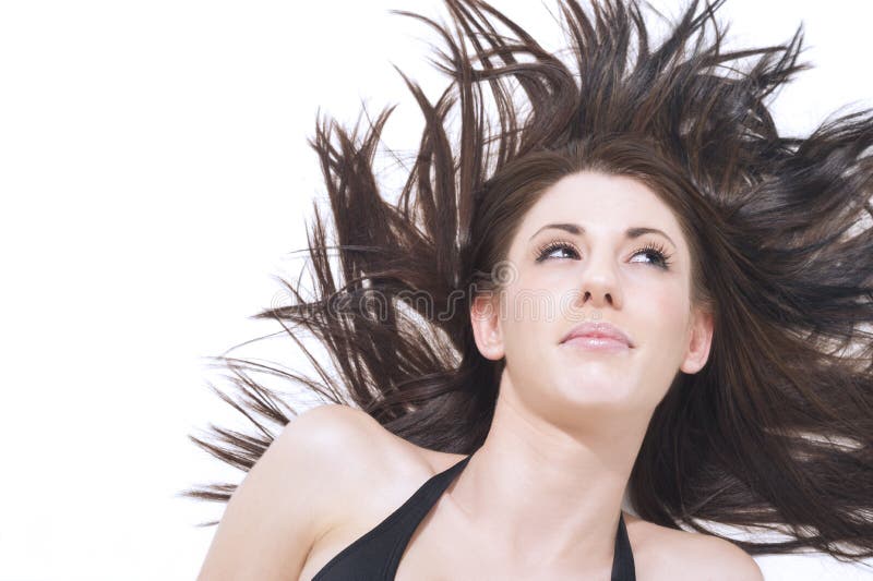 Beautiful Woman with Windblown Hair Stock Image - Image of motion ...