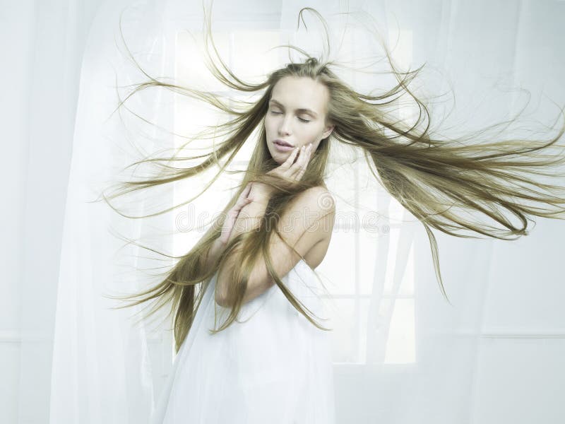 Beautiful Woman at the Window Stock Photo - Image of indoors ...