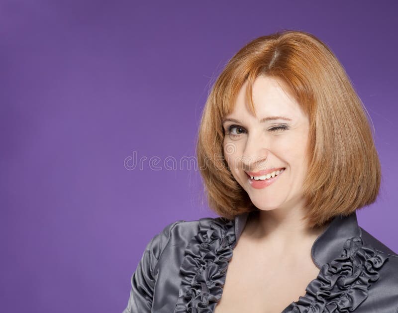 Beautiful woman is winking stock image. Image of mischievous - 35499693