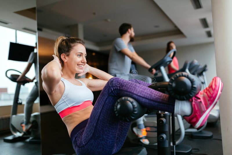 Beautiful Woman Working on Abs Stock Photo - Image of health, brunette ...